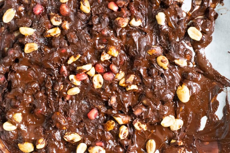Pomegranate Chocolate Bark with Peanuts - Bucket List Tummy