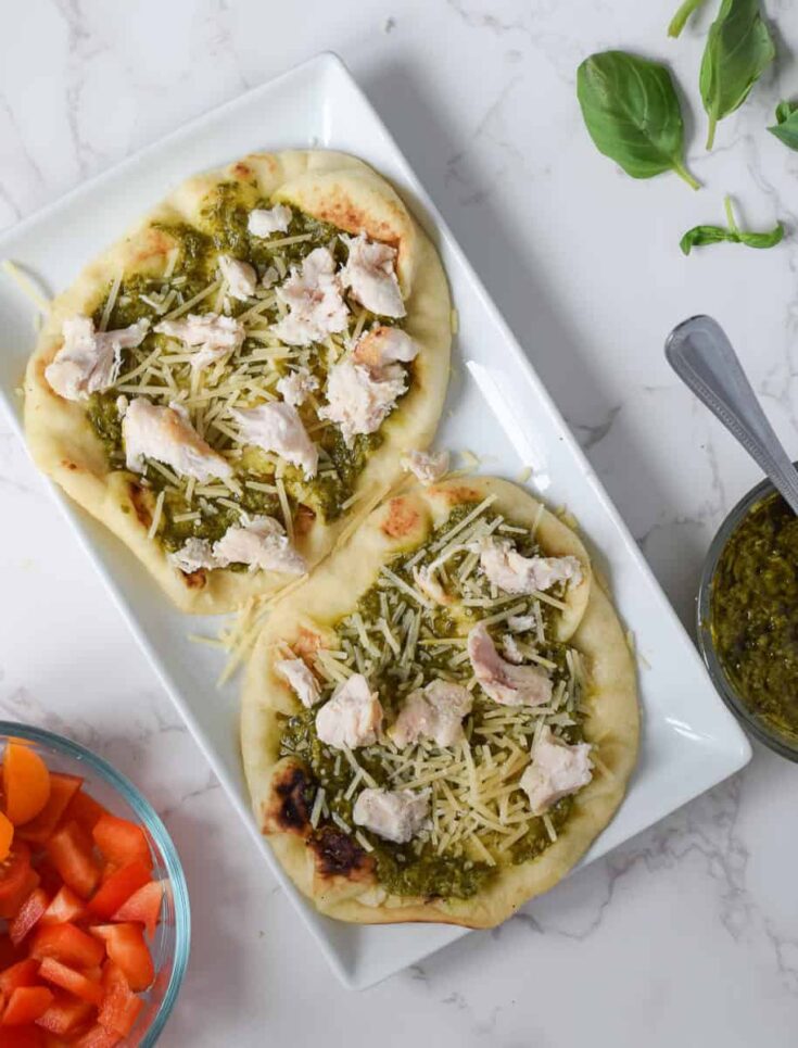 8 Minute Pesto Naan Pizza - Bucket List Tummy
