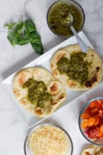 8 Minute Pesto Naan Pizza - Bucket List Tummy